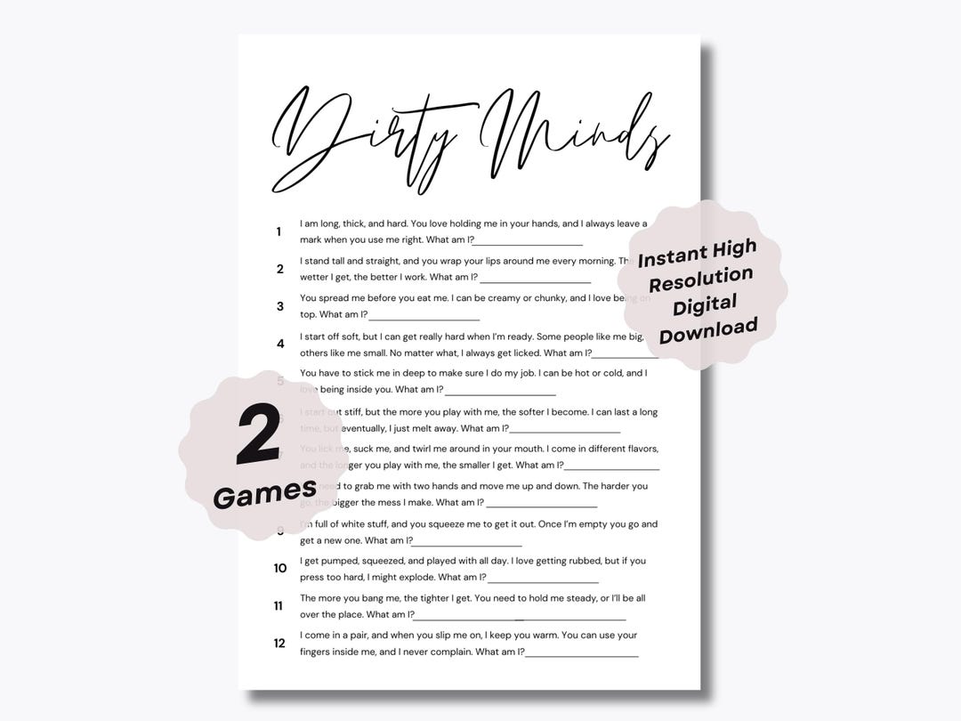 2 Dirty Minds Games - Party Game Printables - Ladies Party Game - Late ...