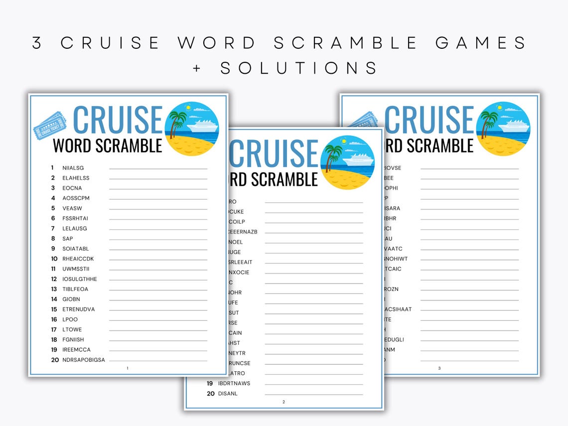 3 Cruise Word Scramble Games - 3 Printable Puzzles - Family Fun ...