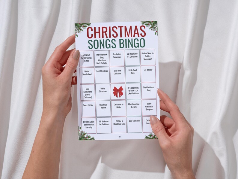 Christmas Song Bingo Game - 60 Unique Prefilled Bingo Sheets - Ready-to ...