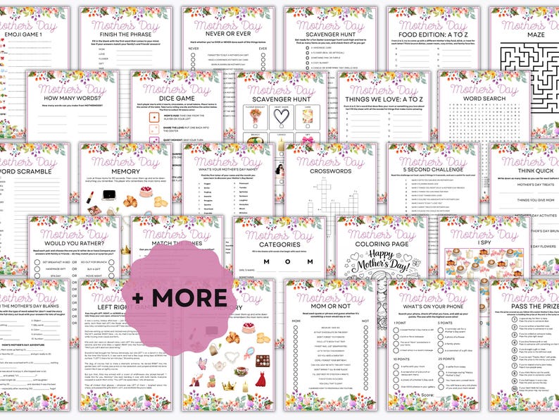 Mother's Day Games Bundle – 50 Printable Games – Family Activity ...