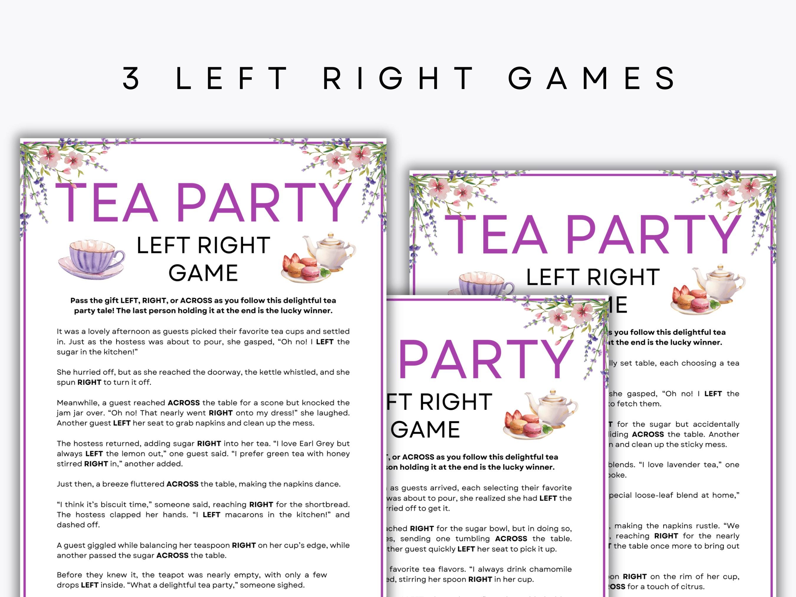 3 Tea Party Left Right Games - Afternoon Tea Stories - Family Activity ...
