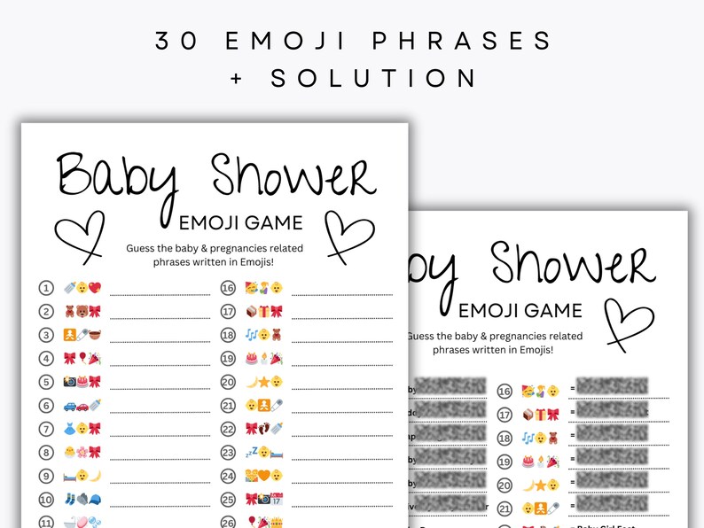 Baby Shower Emoji Pictionary Game Printable - Baby Shower Game - Gender ...