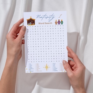 Nativity Word Search Game 3 Printable Puzzles Festive Holiday Party Fun ...
