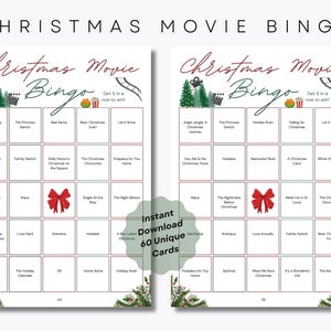 Christmas Movie Game - 60 Unique Prefilled Bingo Sheets - Ready-to-play ...