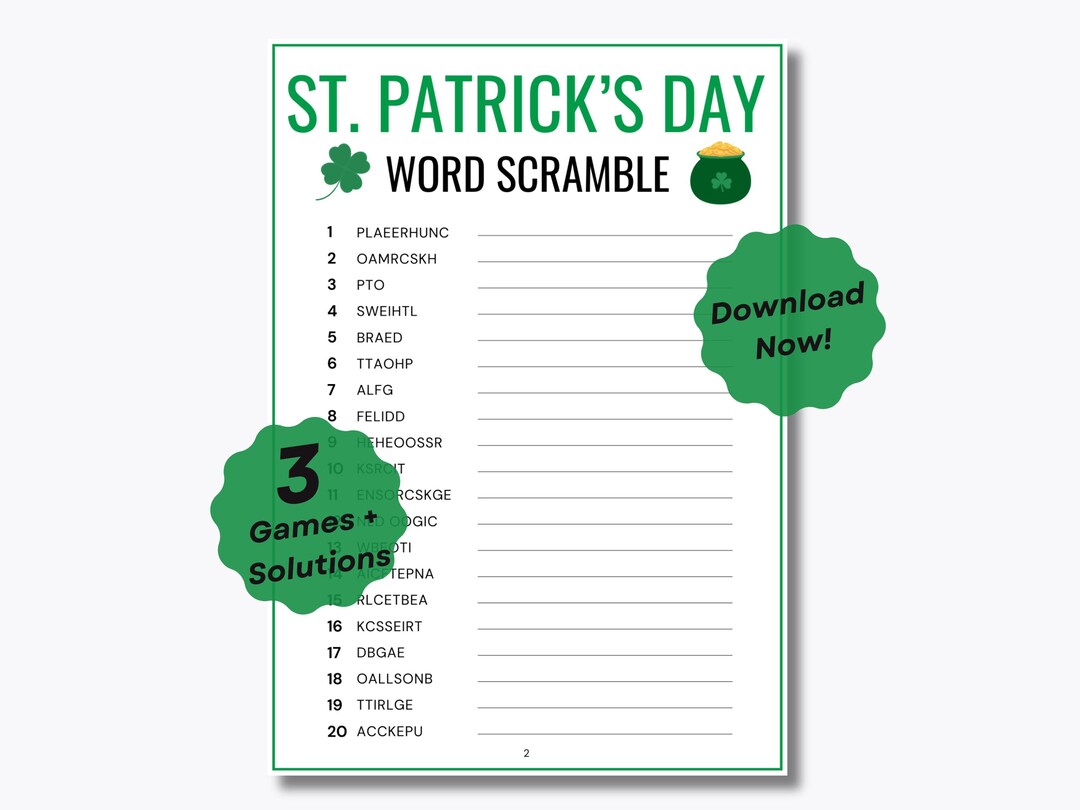 3 juegos de palabras revueltas para el Día de San Patricio - 3 ...