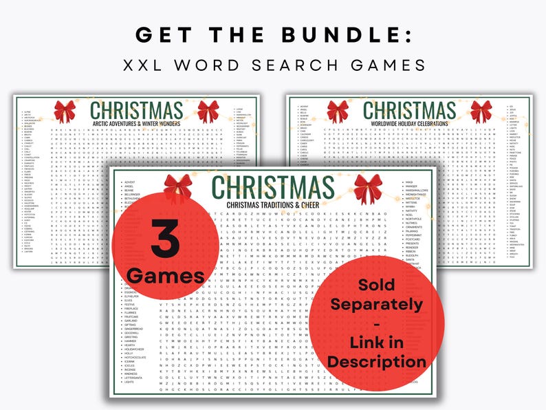 Giant XXL Christmas Word Scramble Game - 60 Words - 3 Printable Puzzles ...