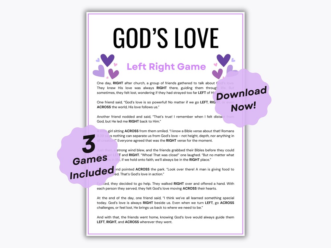 3 Gods Love Left Right Games - Gods Path - Gods Blessing - God Love ...