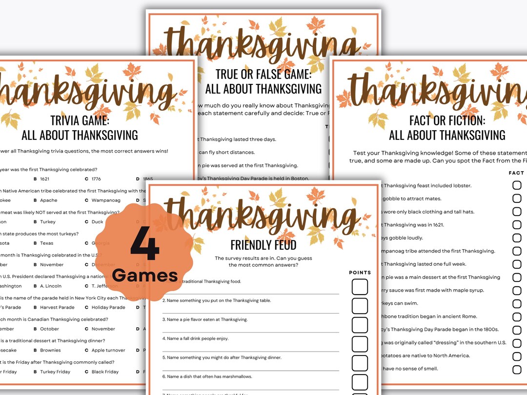 Thanksgiving Trivia Game Bundle – 4 Printable Games – Icebreaker ...