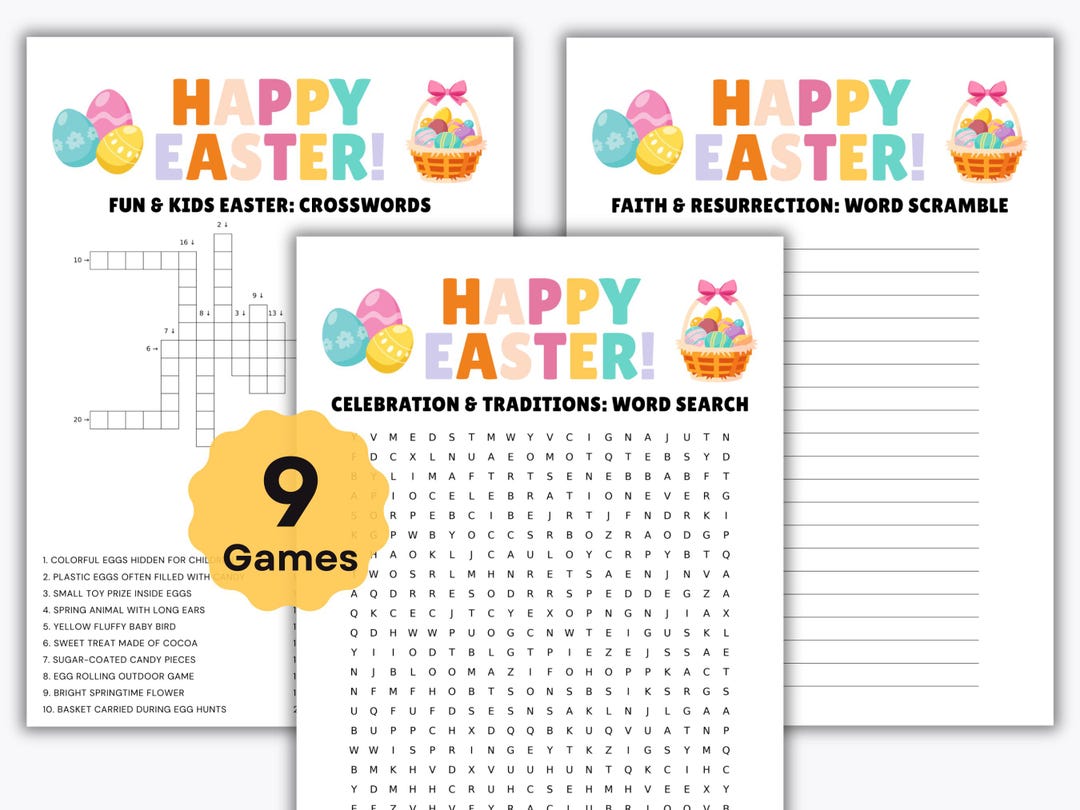 Easter Word Game Bundle – 9 Printable Games – PDF Download – Word ...