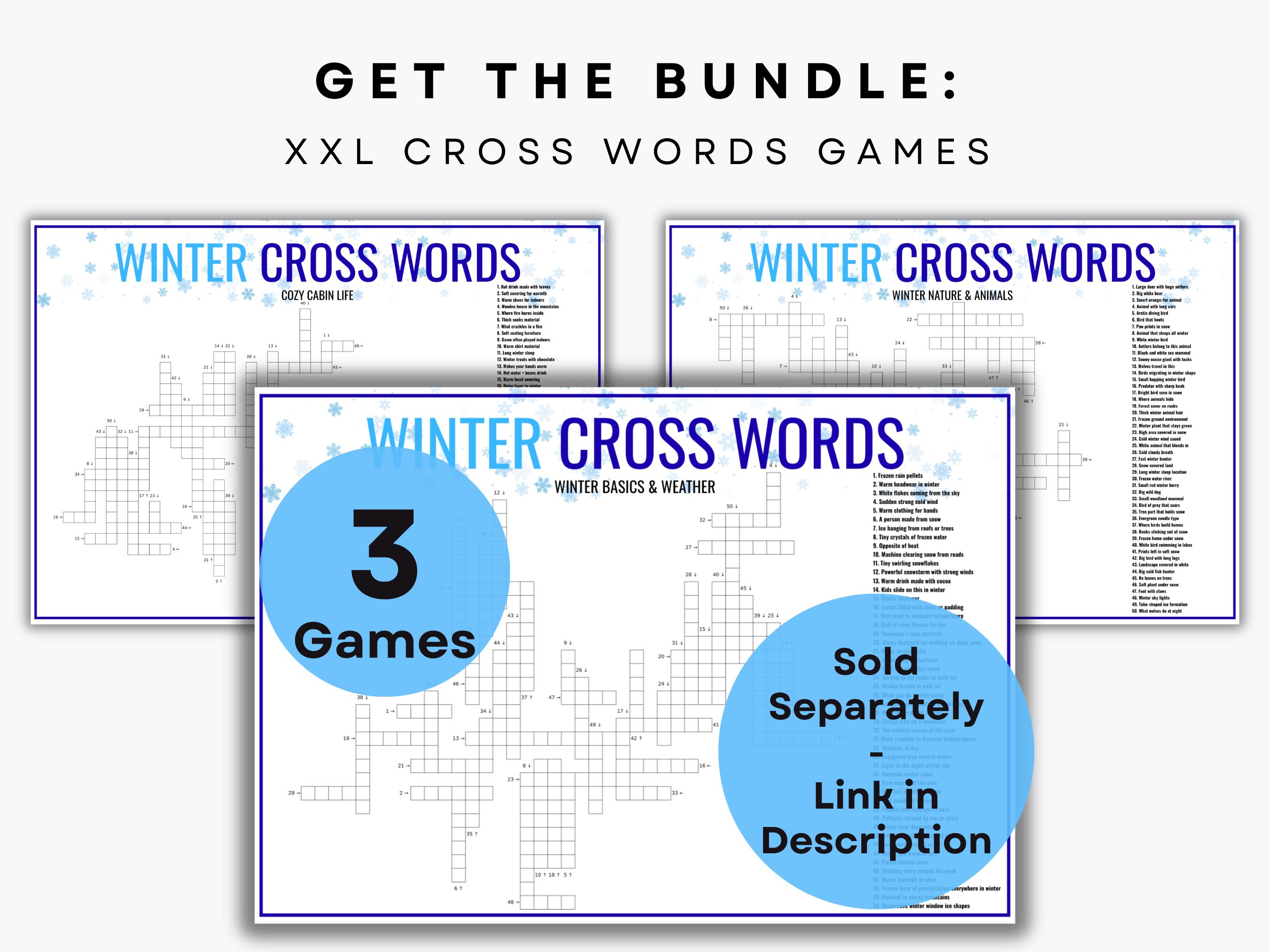 Giant XXL Winter Word Search Game - 100 Words - 3 Printable Puzzles ...