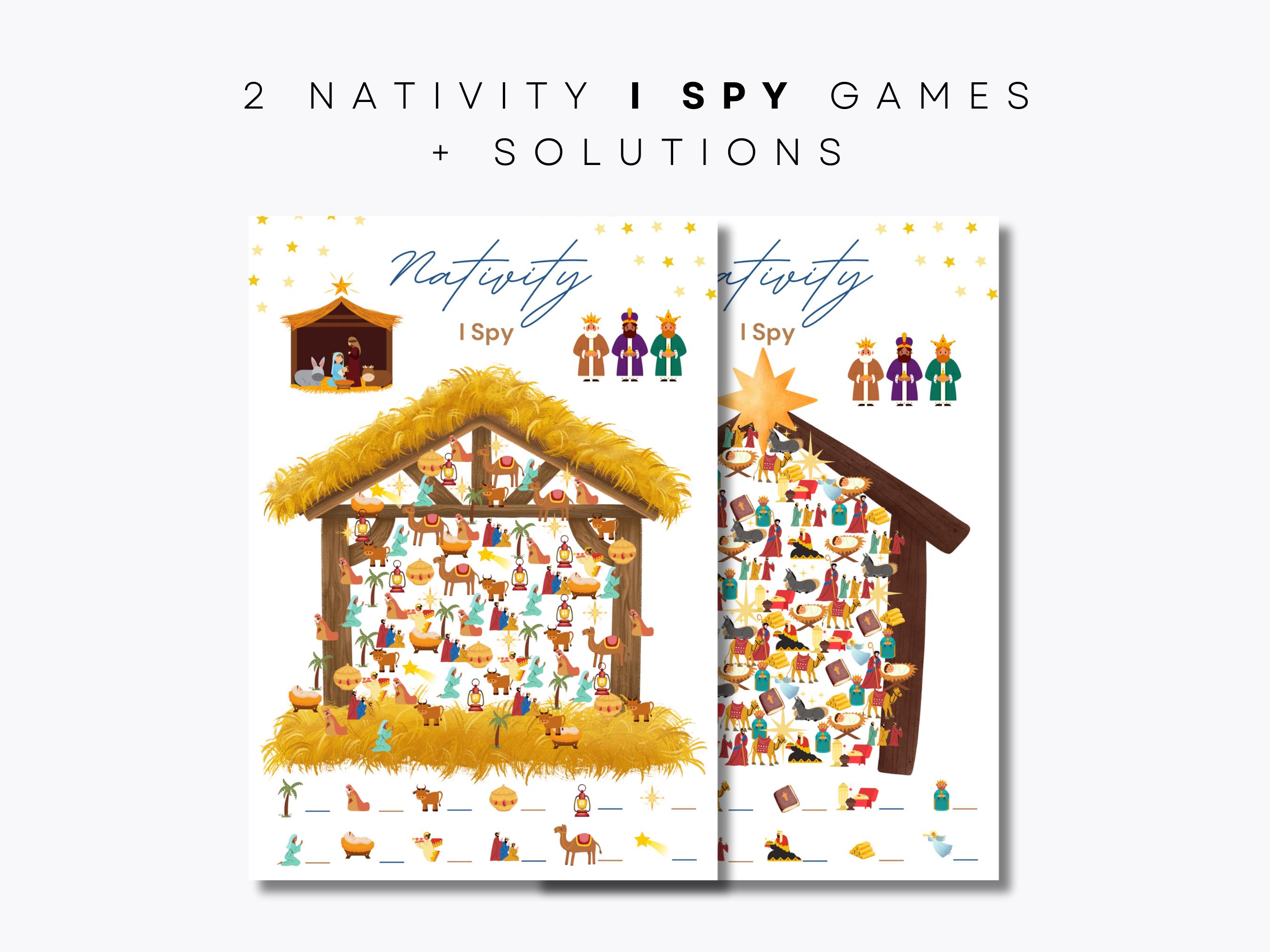 Nativity I Spy Game - 2 Printable Puzzles - Festive Holiday Party Fun ...