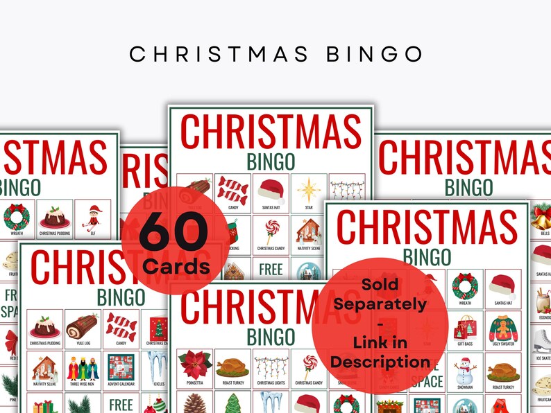 Christmas Song Bingo Game - 60 Unique Prefilled Bingo Sheets - Ready-to ...