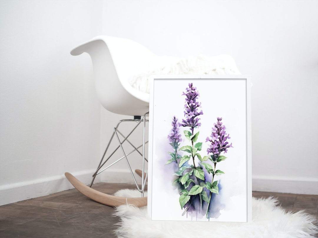 Purple Catmint Watercolour Illustration Digital Download Flower AI Art ...