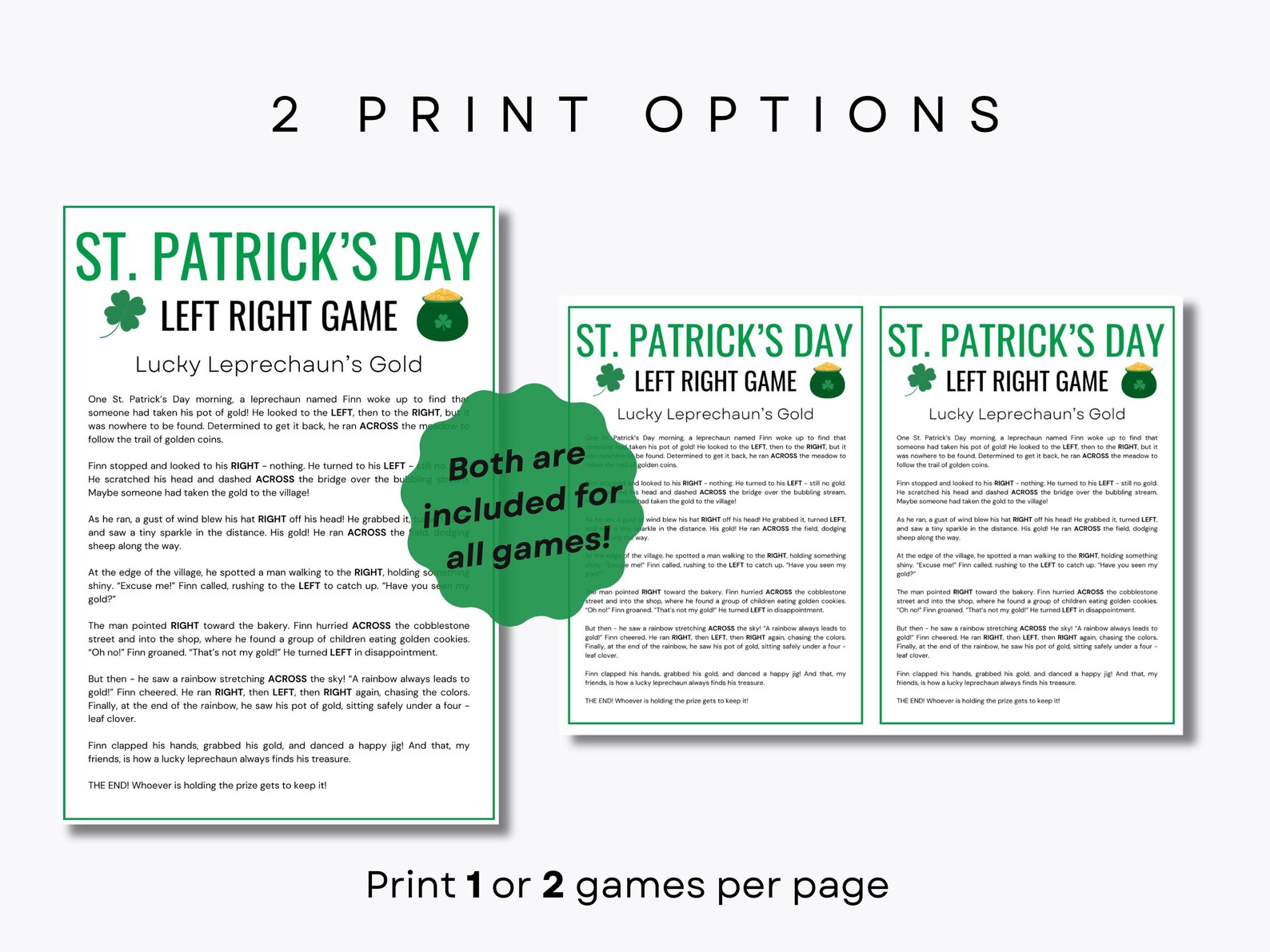 3 St. Patrick's Day Left Right Games - Leprechaun Stories - Family ...