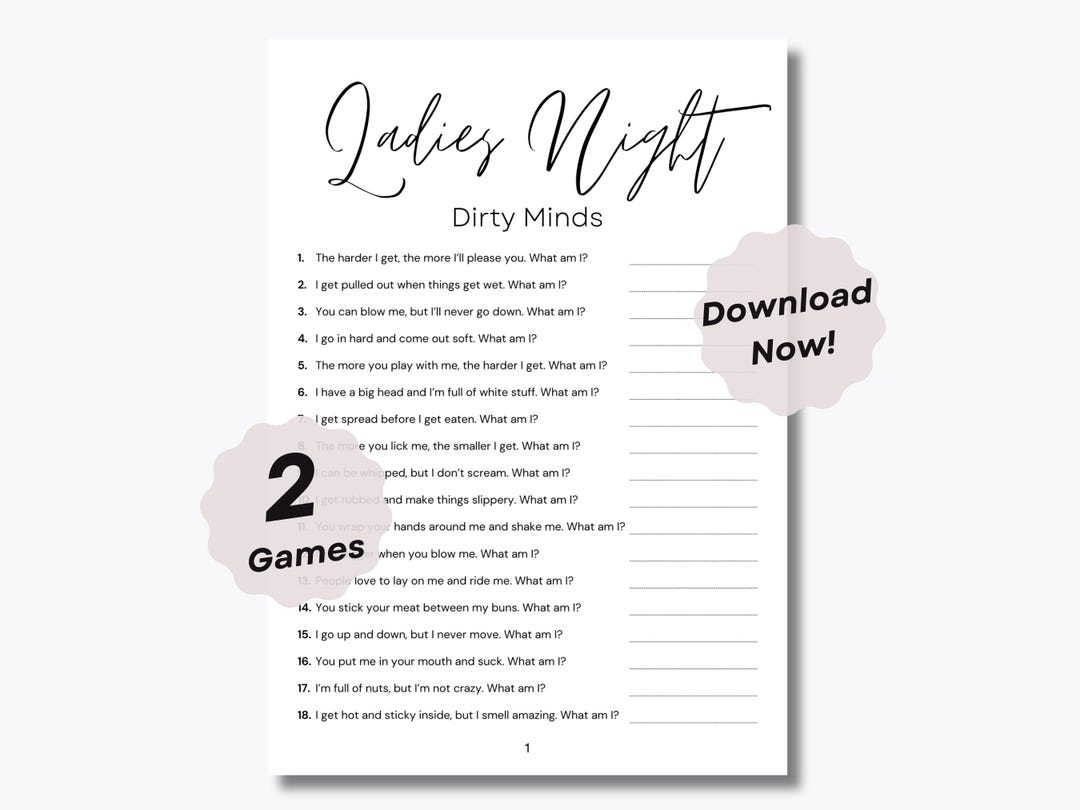 2 Dirty Minds Games - Party Game Printables - Ladies Night Game - Late ...