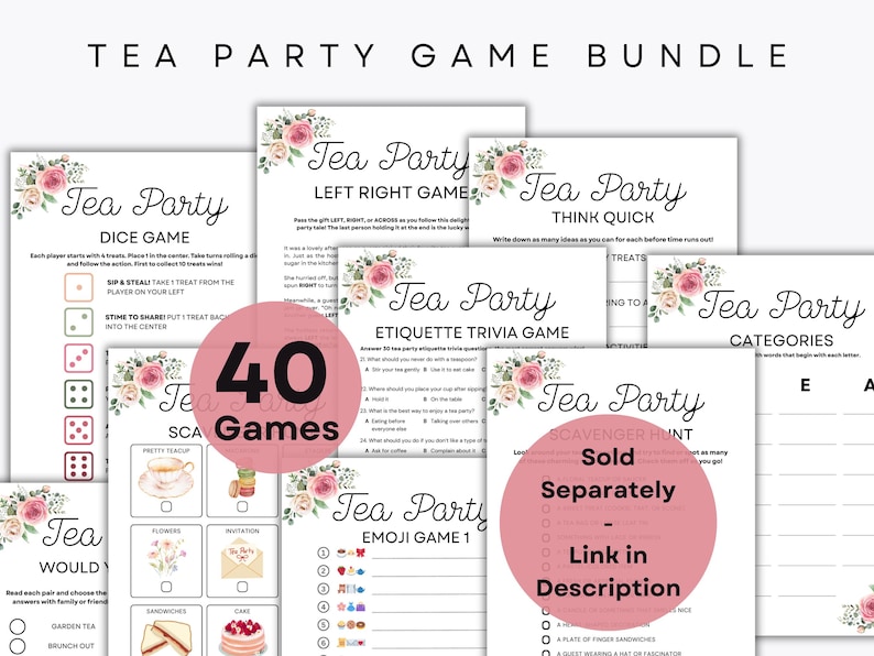 Tea Party Etiquette Trivia Game - 30 Trivia Questions - Afternoon Party ...