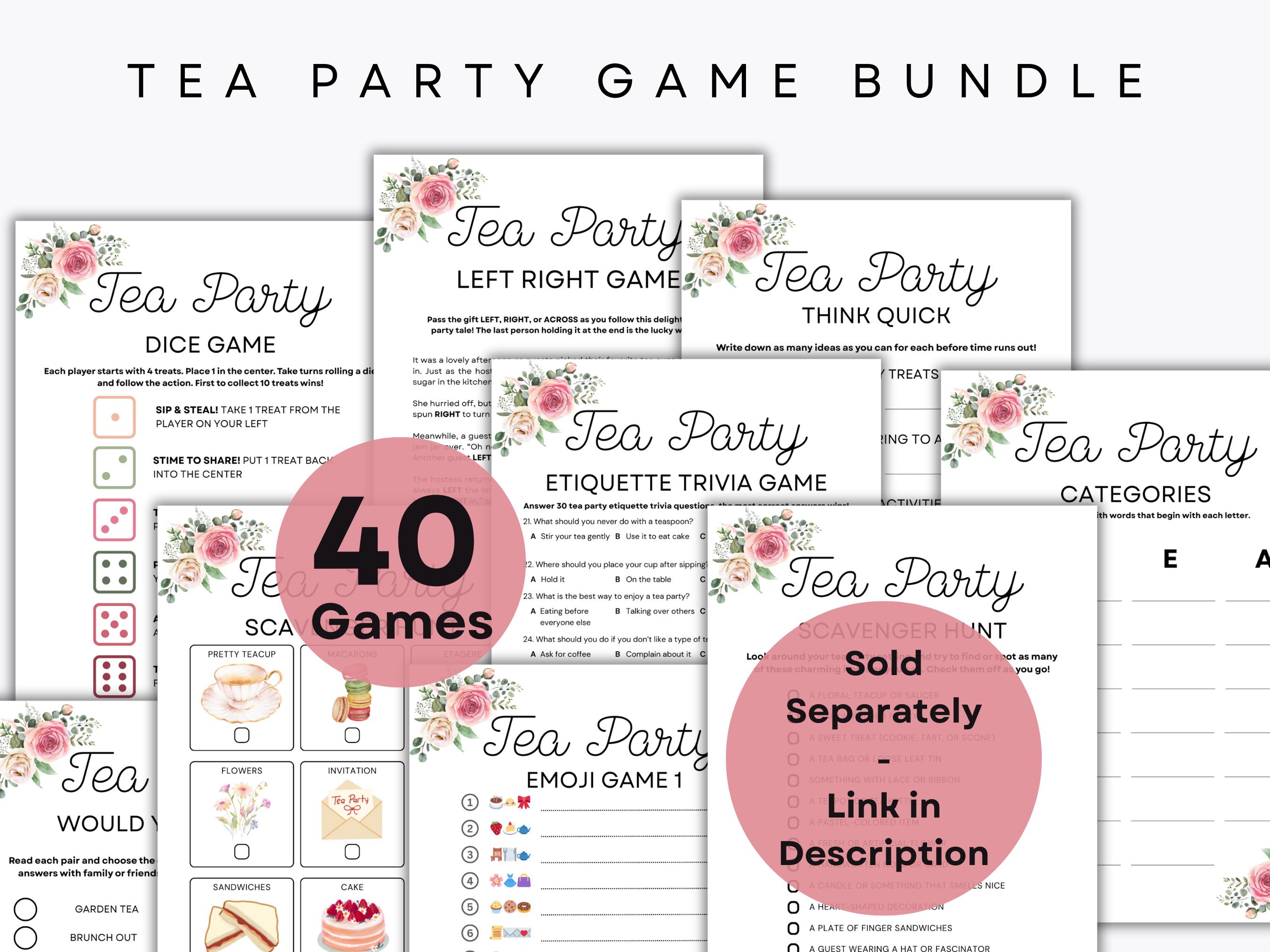 Tea Party Etiquette Trivia Game - 30 Trivia Questions - Afternoon Party ...