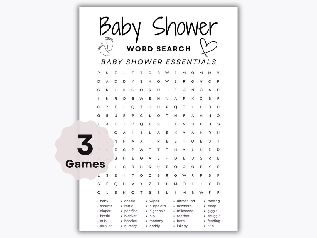 Baby Shower Word Search Game – 3 Printable Games – Icebreaker Baby ...