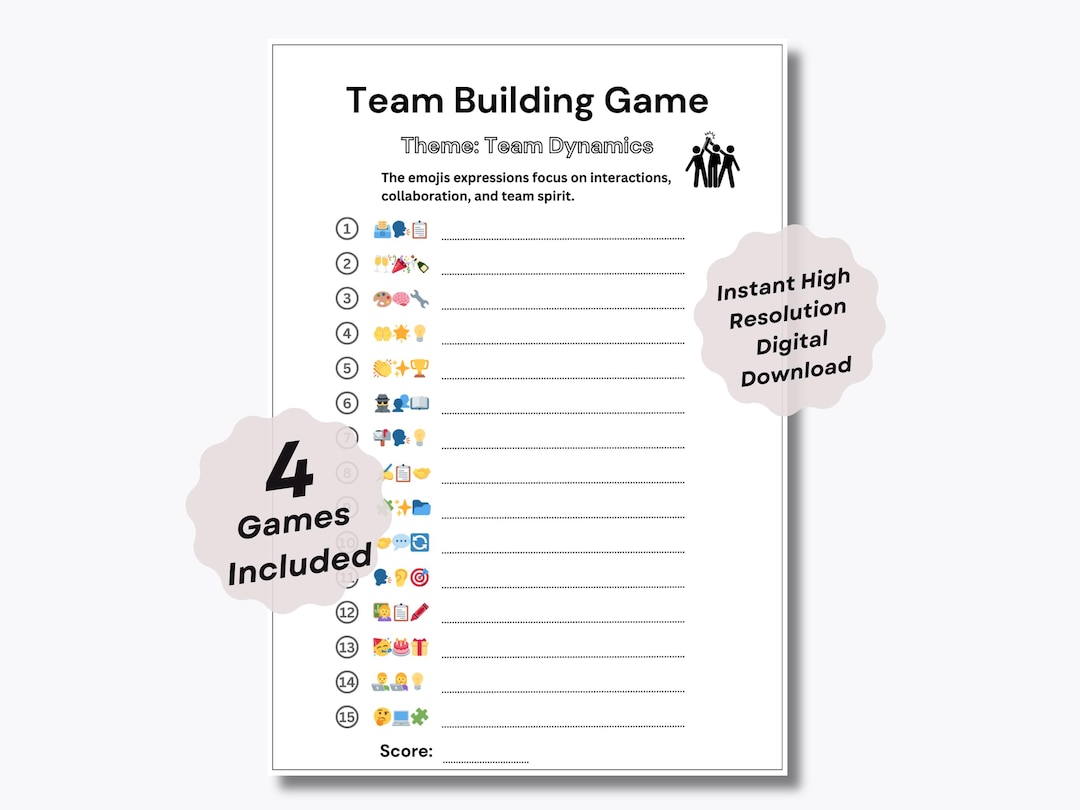 4 Team Building Emoji Pictionary Game - Office Games - Team Pictionary ...