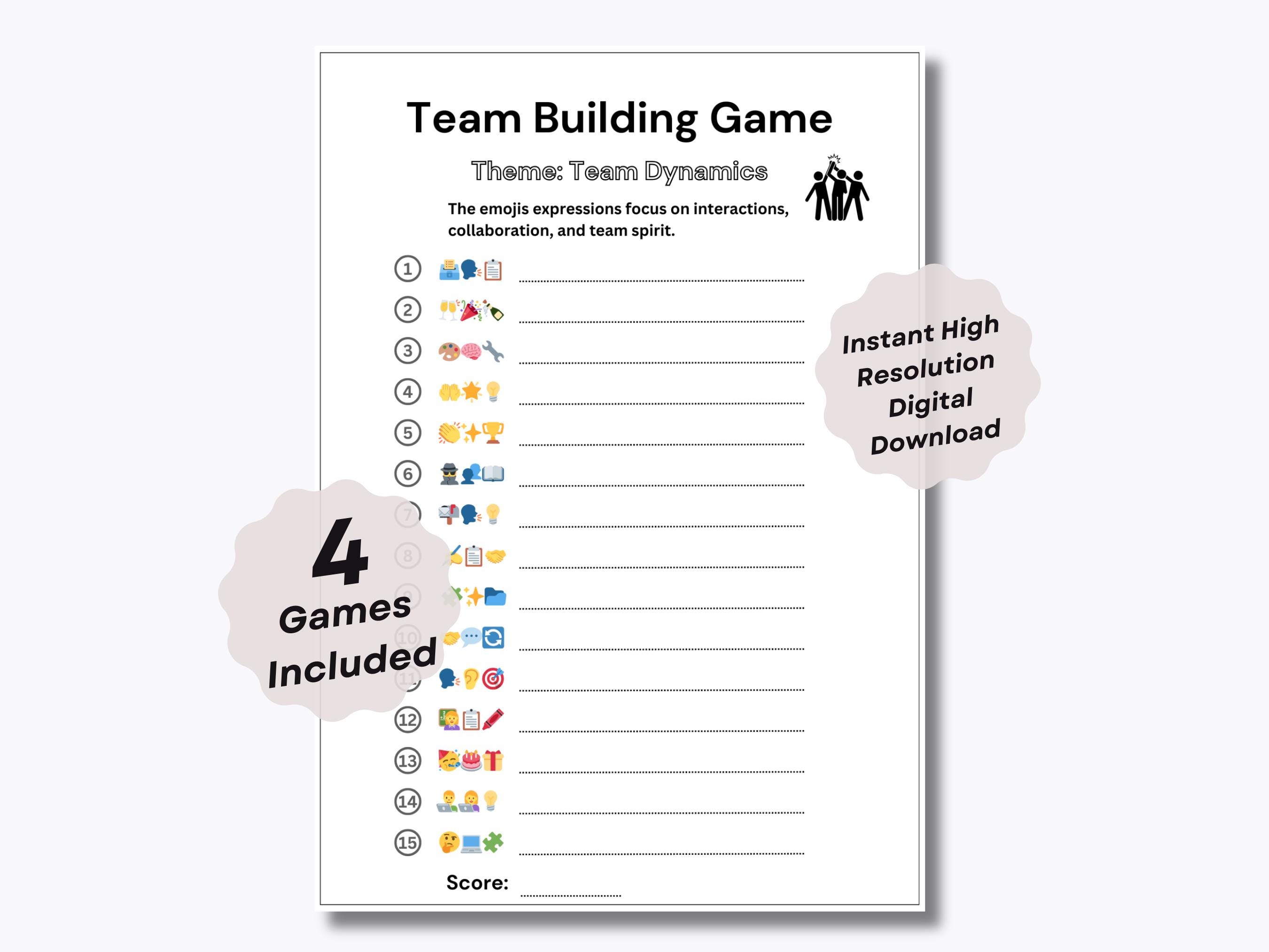 4 Team Building Emoji Pictionary Game - Office Games - Team Pictionary ...