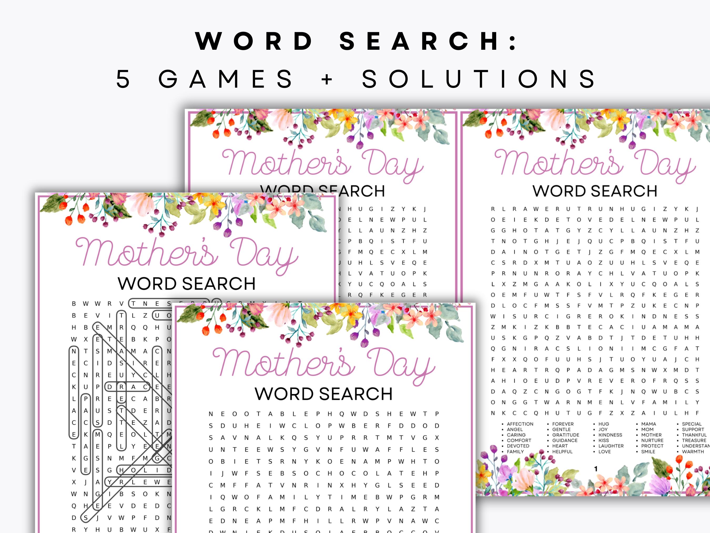 Mother's Day Word Games Bundle – 15 Printable Puzzles PDF Download ...
