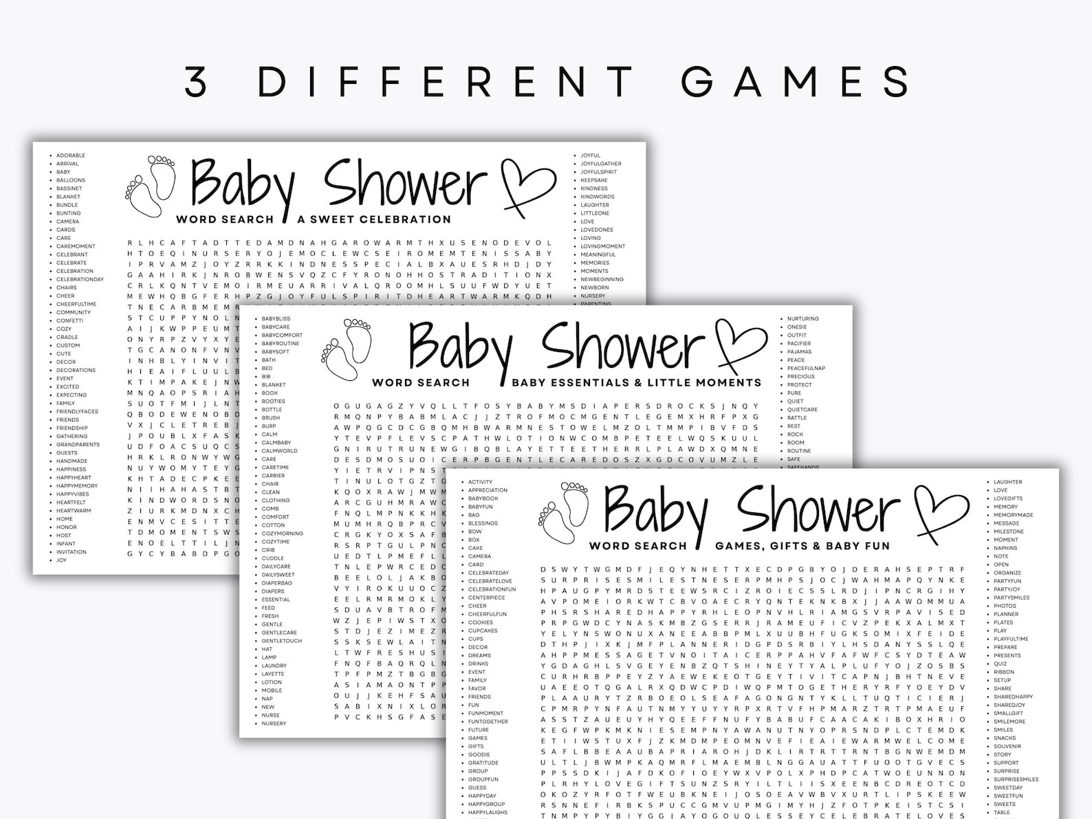 Giant XXL Baby Shower Word Search – 100 Baby-themed Words – 3 Printable ...