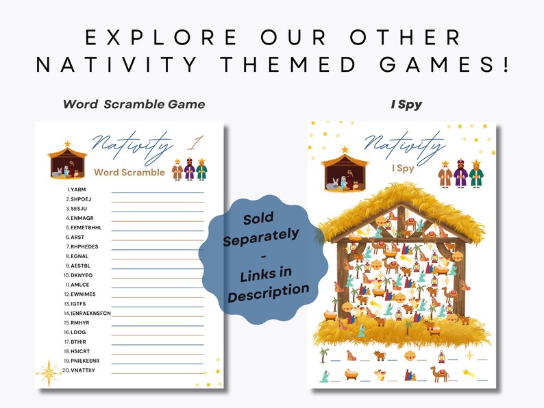 Nativity Word Search Game - 3 Printable Puzzles - Festive Holiday Party ...