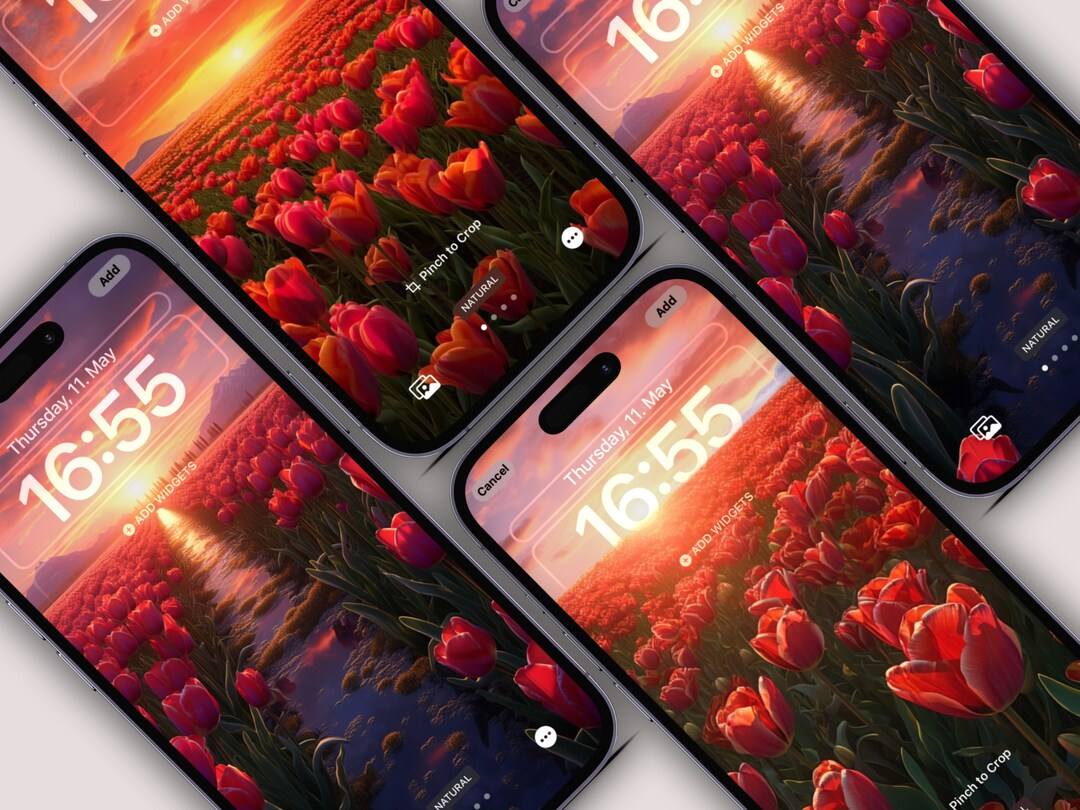 Tulip Field Sunset - Aesthetic Phone Wallpaper Pack - AI Art - Instant ...
