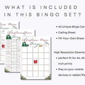Christmas Movie Game - 60 Unique Prefilled Bingo Sheets - Ready-to-play ...