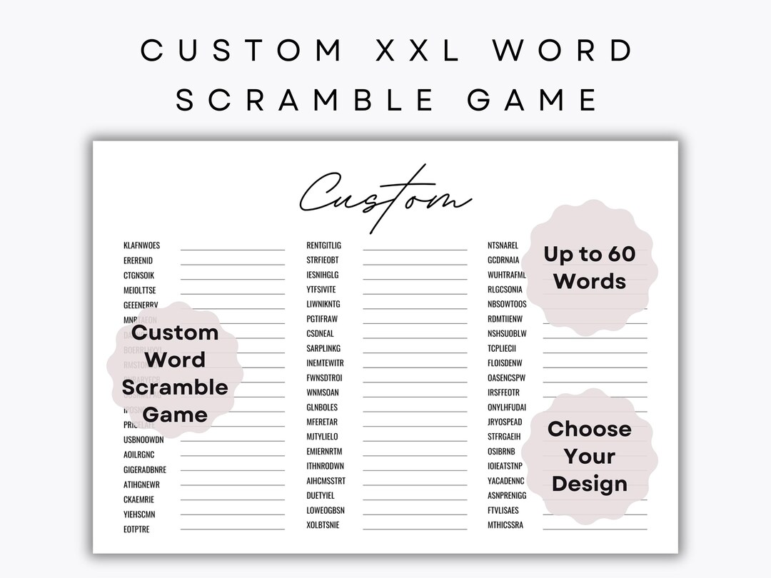 Custom Word Scramble Game - Custom Gift and Game - Birthday Party ...