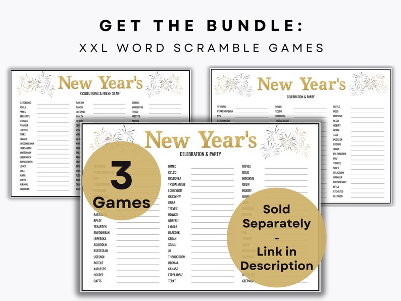 New Years Game Bundle – 9 Printable Games – Icebreaker Activity - Word ...