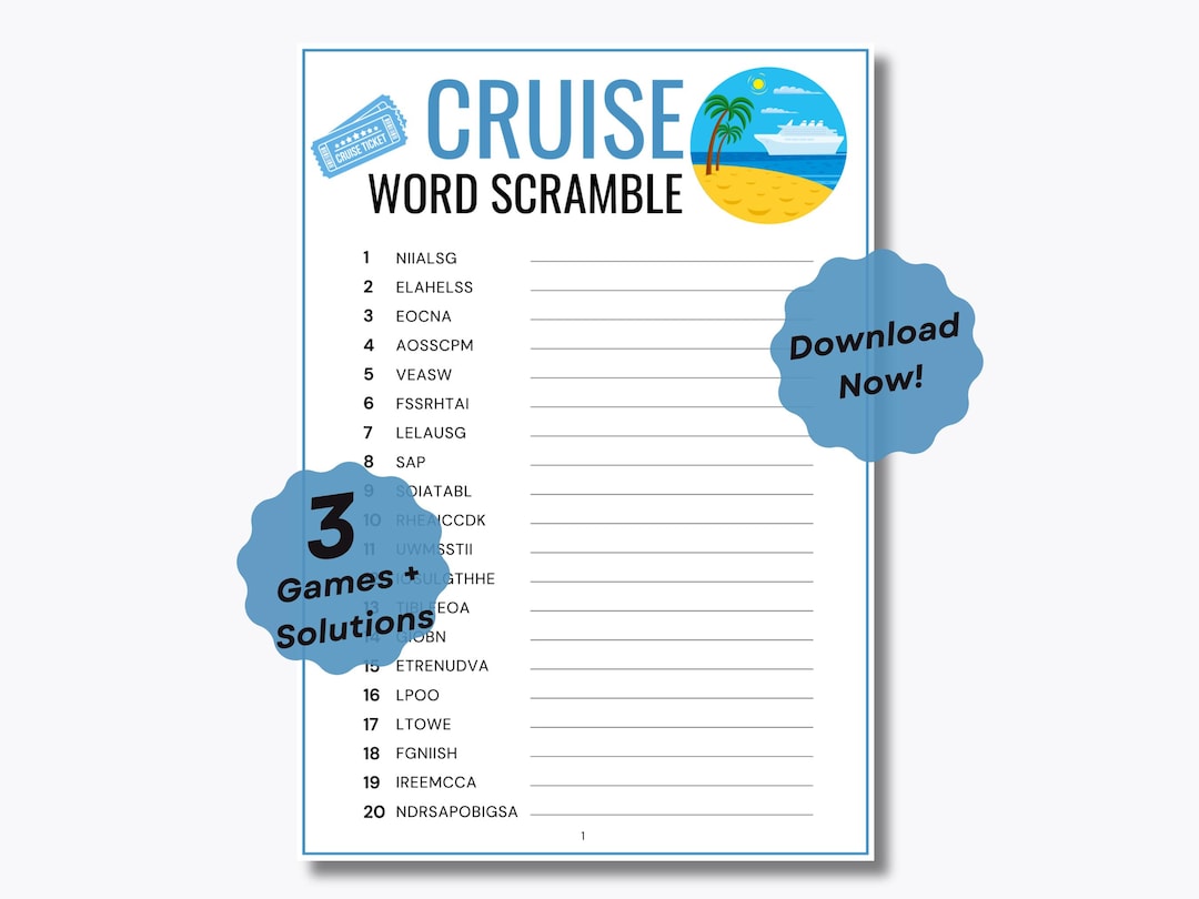 3 Cruise Word Scramble Games - 3 Printable Puzzles - Family Fun ...