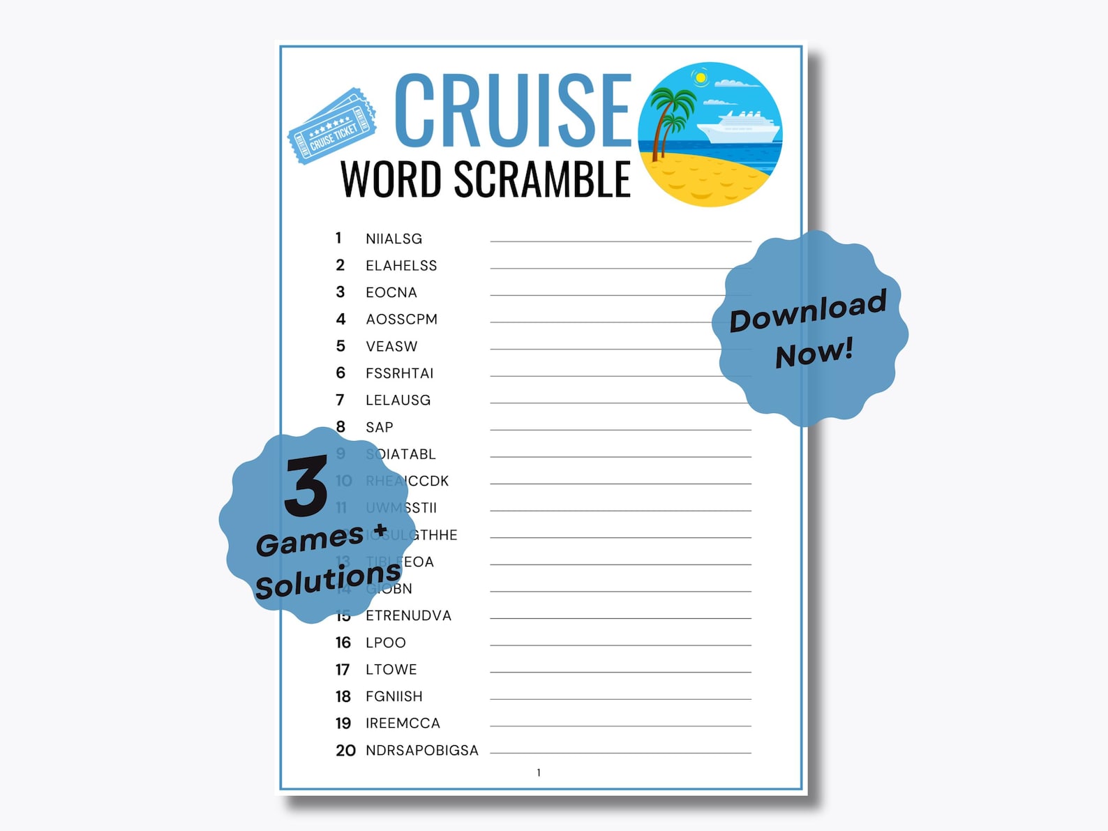 3 Cruise Word Scramble Games - 3 Printable Puzzles - Family Fun ...