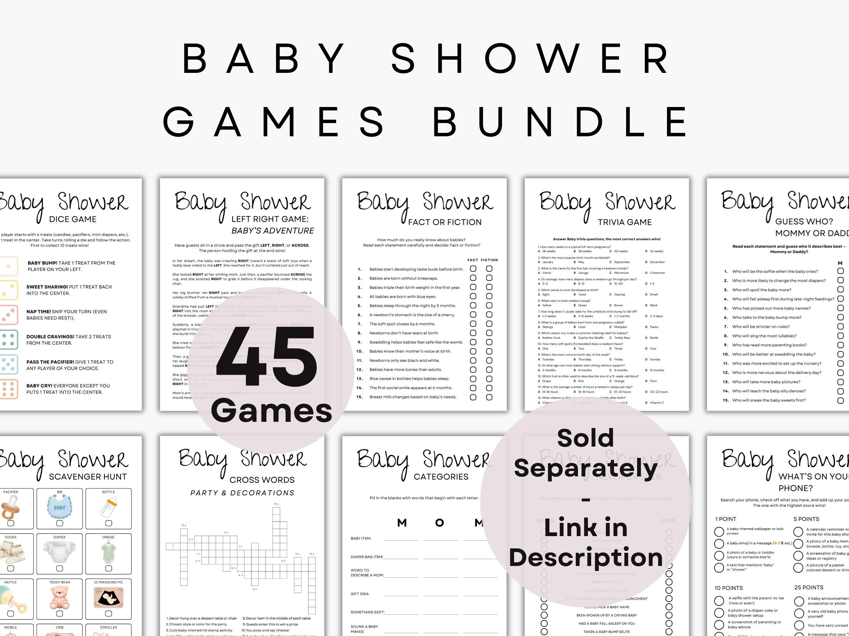 Baby Shower Word Game Bundle – 9 Printable Games – Icebreaker Baby ...