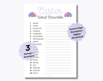 3 Easter Word Scramble Game – Printable Puzzles – Festive Spring Party ...