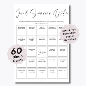 Ice Breaker Bingo - 60 Unique Bingo Sheets - Find Someone Who ...