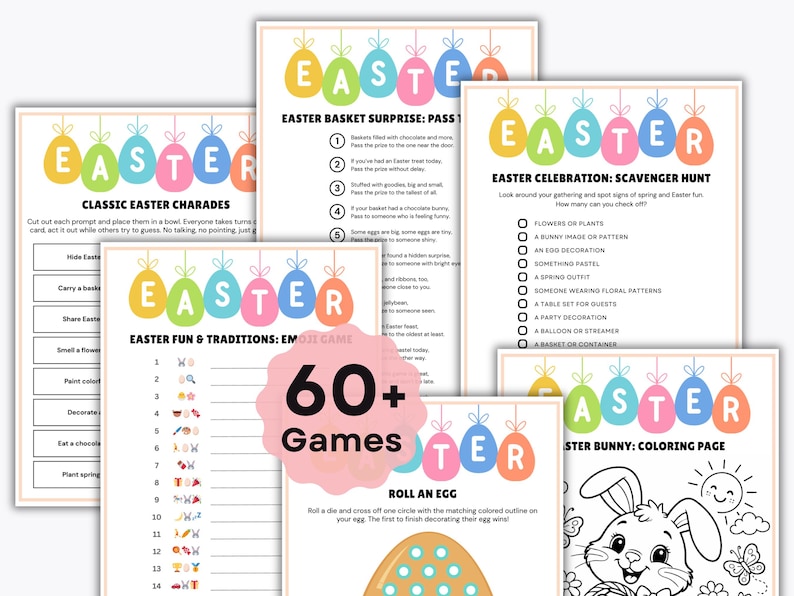 60+ Easter Games Bundle - Printable Party Games - Family Activity ...