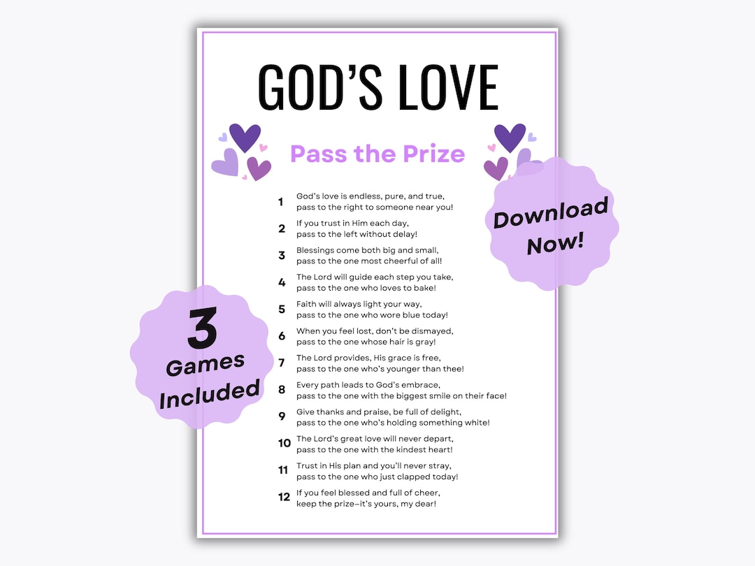 3 Gods Love Pass the Prize Games - Gods Path - Gods Blessing - God Pass ...