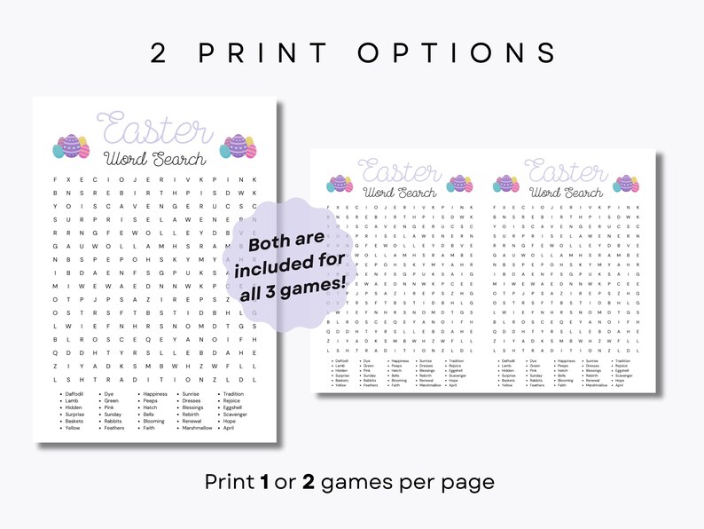 3 Easter Word Search Game - Printable Puzzles - Fun Worksheet ...