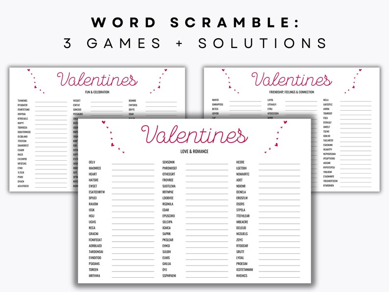 Giant XXL Valentine's Day Word Games Bundle - 9 Printable Puzzles ...