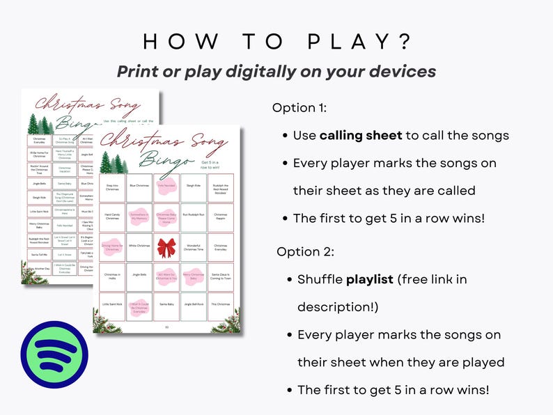 Christmas Song Bingo Game - 60 Unique Prefilled Bingo Sheets - Ready-to ...