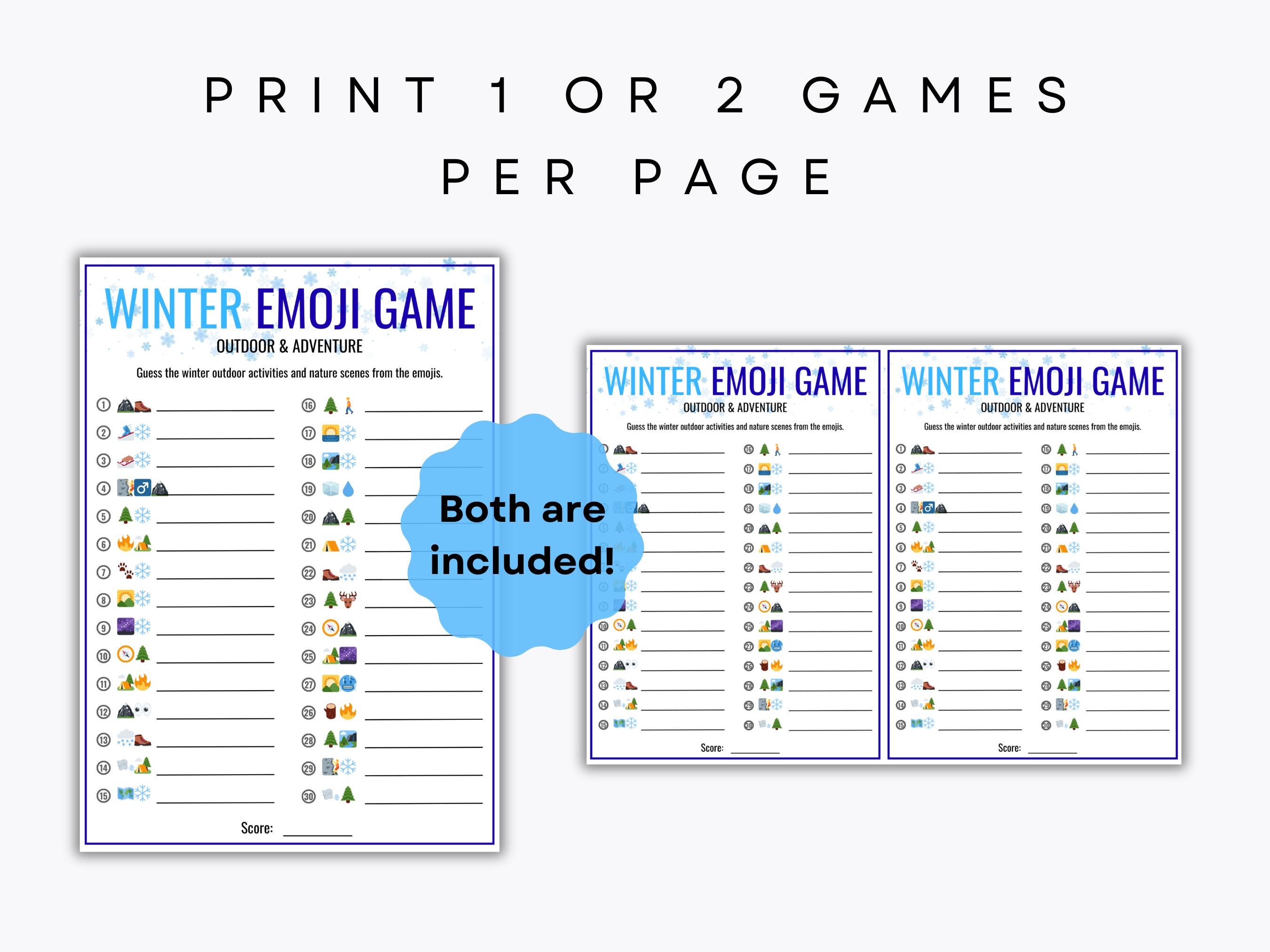 Winter Emoji Games – 3 Printable Puzzles – Family Activity – Holiday ...