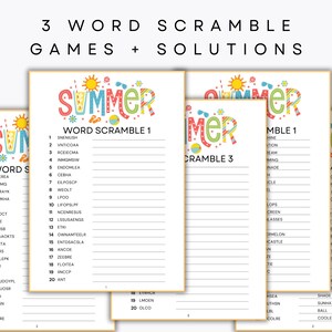 Summer Word Scramble Games - 3 Printable Summtertime Games - Fun Summer ...