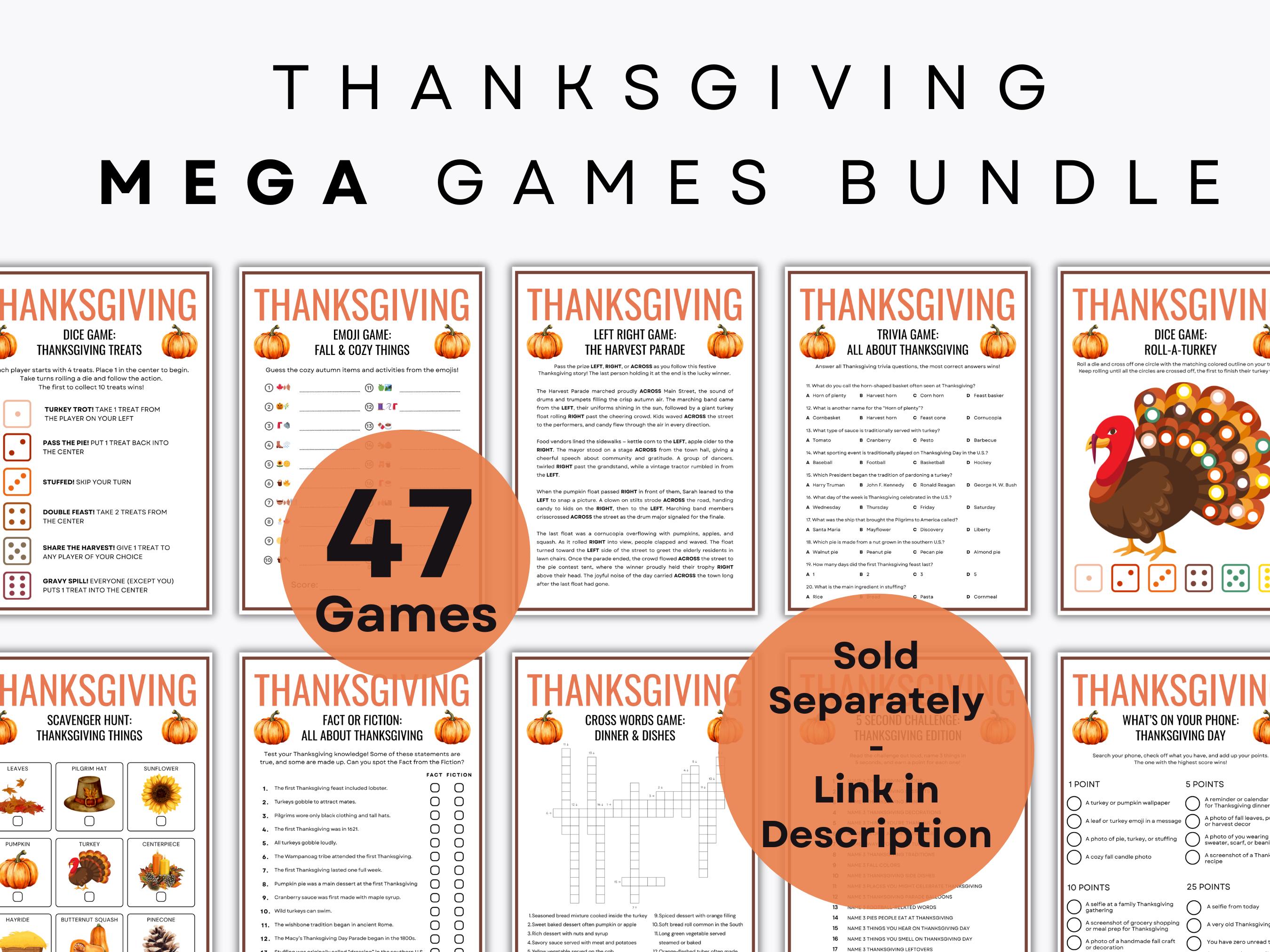 Giant XXL Thanksgiving Word Search Game - 100 Words - 3 Printable ...