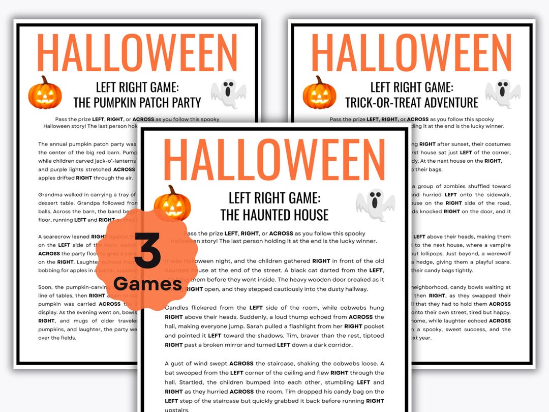 Halloween Left Right Games – 3 Printable Stories – Family Activity ...