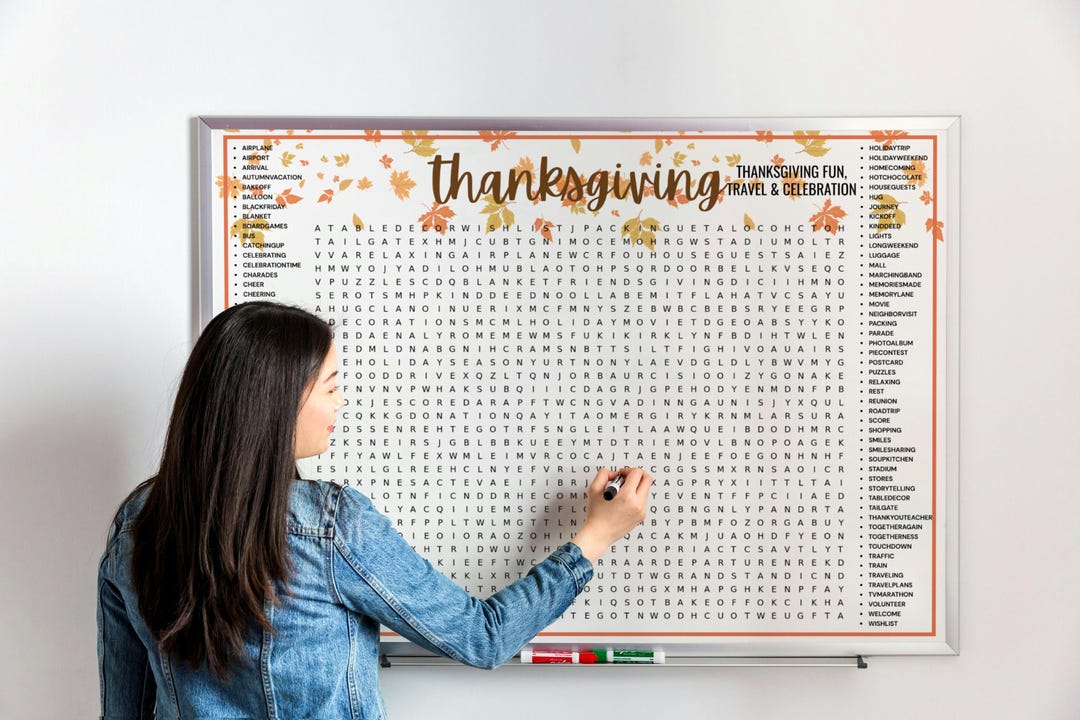 Giant XXL Thanksgiving Word Search Game - 100 Words - 3 Printable ...