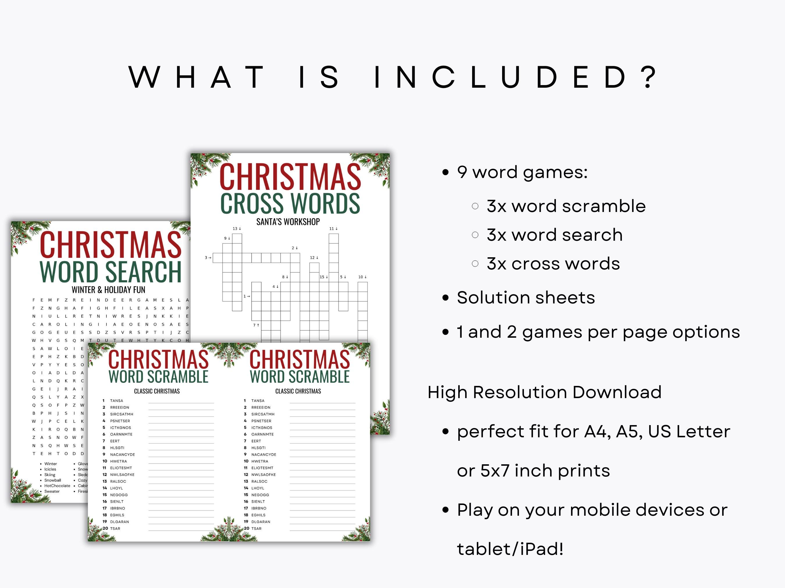 Christmas Word Game Bundle – 9 Printable Games – Icebreaker Activity ...
