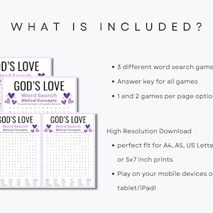 Gods Love Word Search Games - 3 Printable Games - Church Games - Bible ...