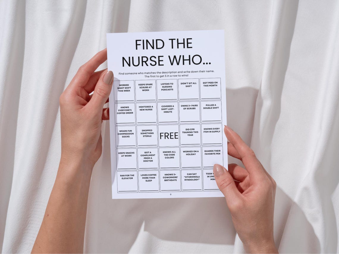 Find the Nurse Who… - Printable Nurses Week Ice Breaker Bingo - 60 ...