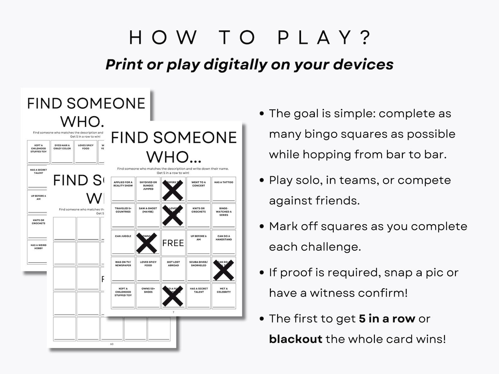 Ice Breaker Bingo Printable Find Someone Who Game - Conversation ...